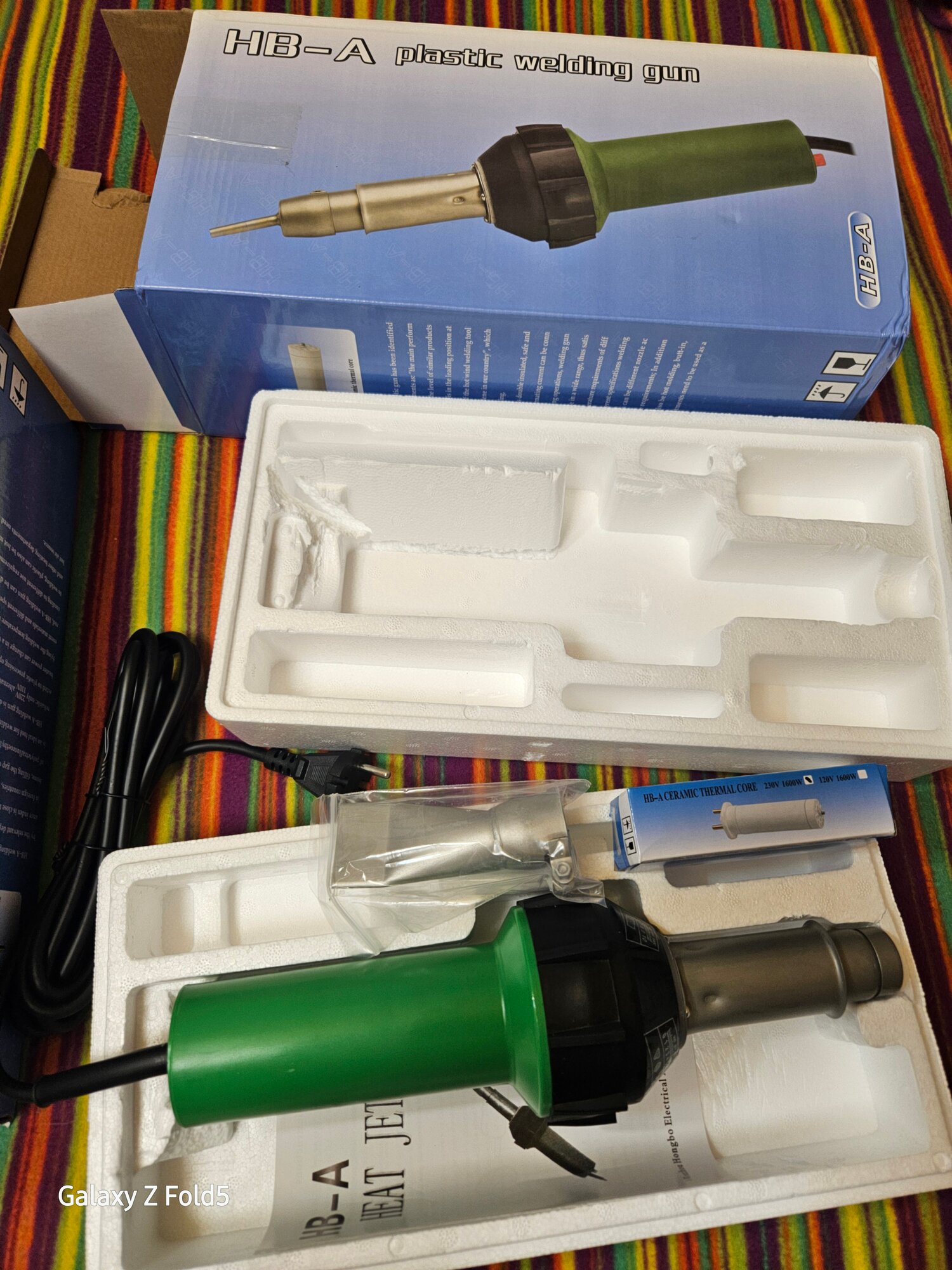 Фен строительный 1600 w с регулировкой температуры для сварки/пайки труб, пластика ПВХ, ПП, ПНД+1 насадка