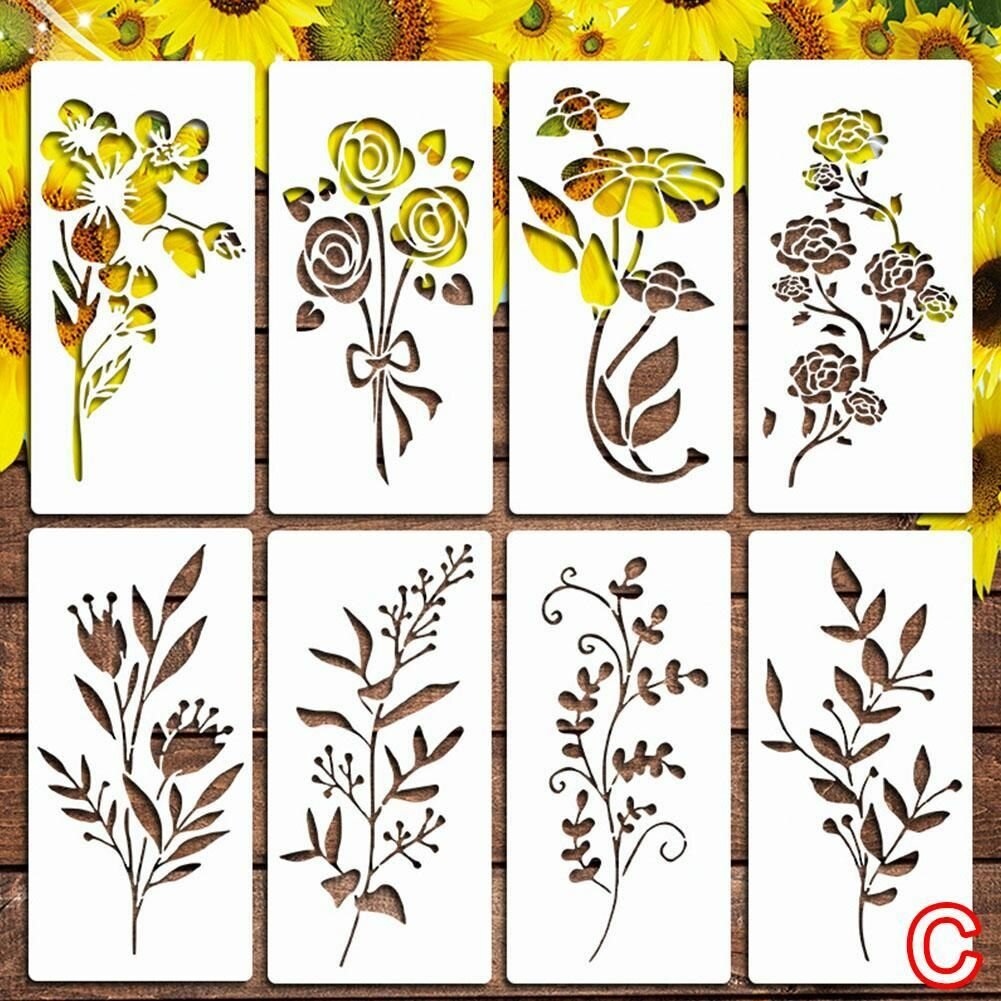 6/8 шт многоразовый цветочный трафарет DIY украшение для рисования на бумаге с рисунком деревянных стен
