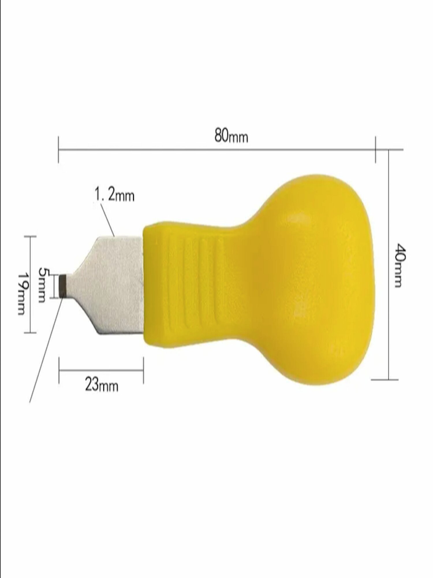 Инструмент для вскрытия часов и корпусов "Хлопушка", прямой наконечник, желтый, длина 80мм