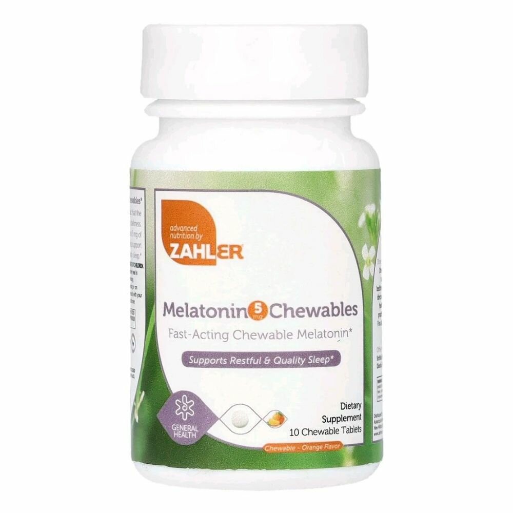 Zahler, Мелатонин, вкус апельсин 5 мг - 10 жевательных таблеток