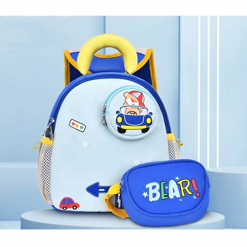 Рюкзак школьный для детского сада 3-6 лет открытый большой емкости синий, Рюкзак дошкольный,26,23,13, Молния, Внутренний карман, Девочки, Мальчики,1v1657200664