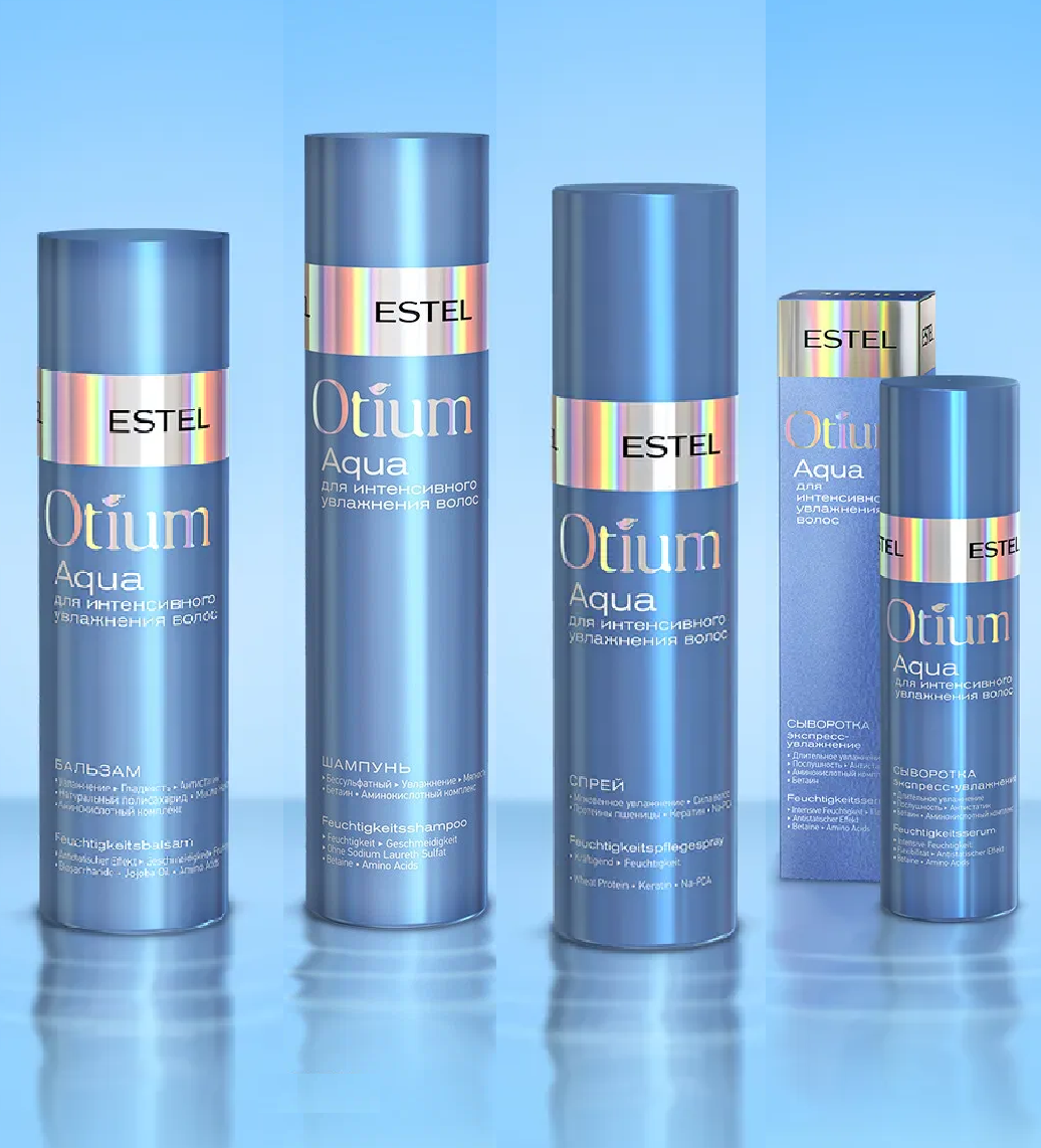 Набор Estel OTIUM AQUA: Шампунь OTIUM AQUA 250 мл + Бальзам OTIUM AQUA 200 мл + Спрей OTIUM AQUA 200 мл + Сыворотка OTIUM AQUA 100 мл