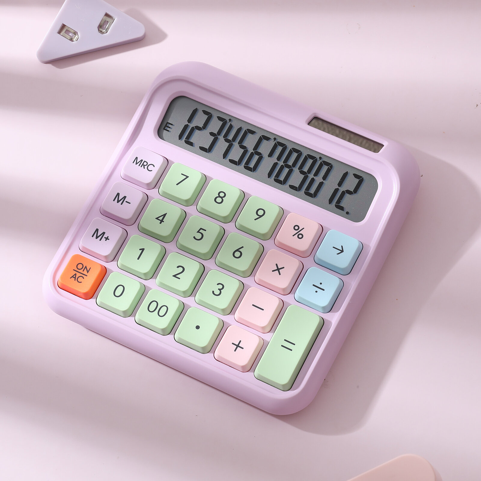 Настольный калькулятор с 12-Значным Большим ЖК-Дисплеем И Большой кнопкой Калькуляторы На Солнечной Энергии С Батарейным Питанием Подходят для Офиса, Школы, Дома, Детей, Студентов, Бухгалтера - Фиолетовый