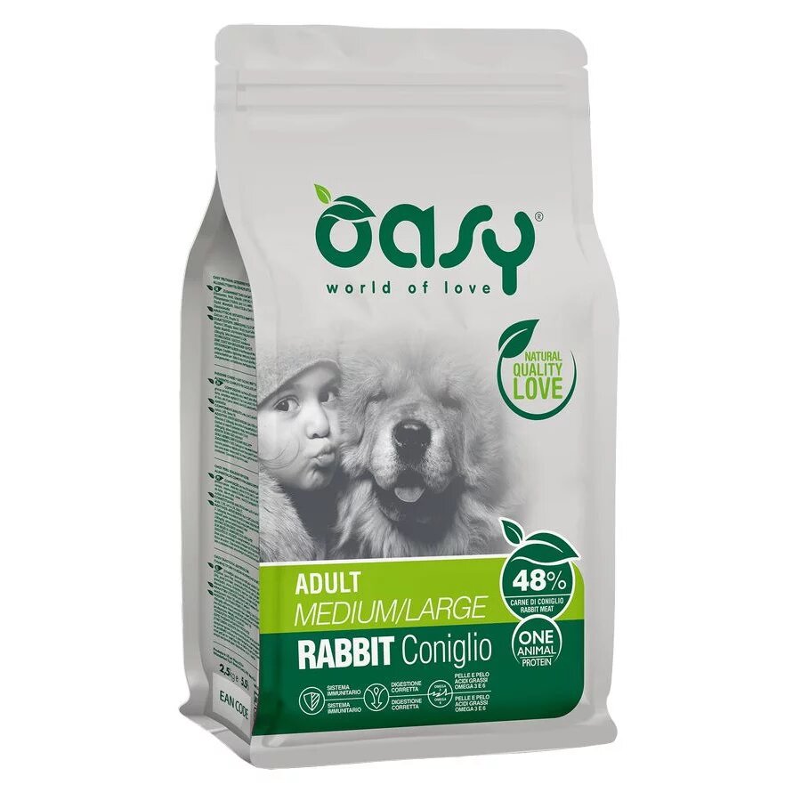 Полнорационный сухой корм для взрослых собак средних и крупных пород Oasy Dry OAP Breed Professional, с кроликом 2,5 кг