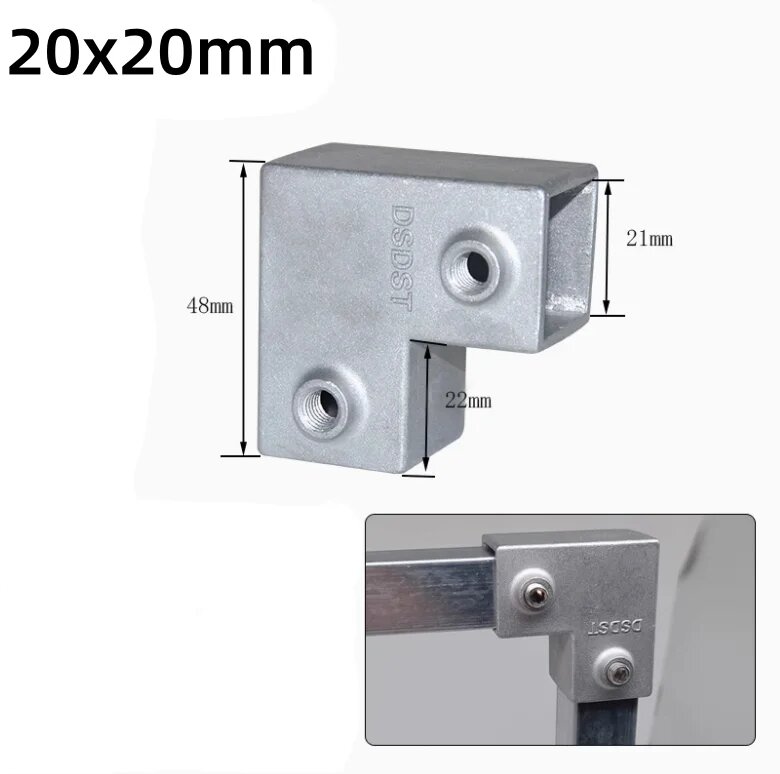 Стальной квадратный соединитель для трубы 20x20 мм 20x20mm-wantou
