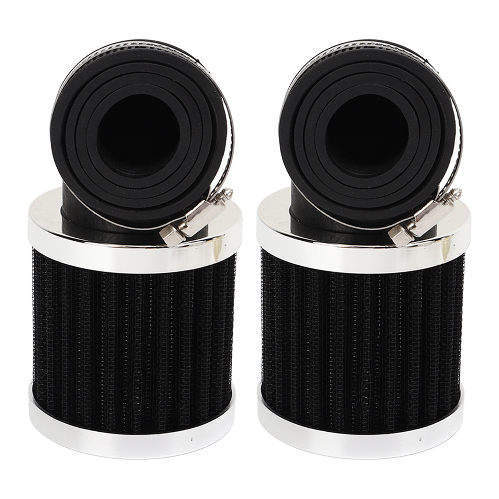 2 шт, воздушный фильтр для мотоцикла, изогнутый под углом 90 градусов, очиститель воздухозаборника для карбюратора 28–48 мм, мопед, скутер, квадроцикл, мотоцикл, черный