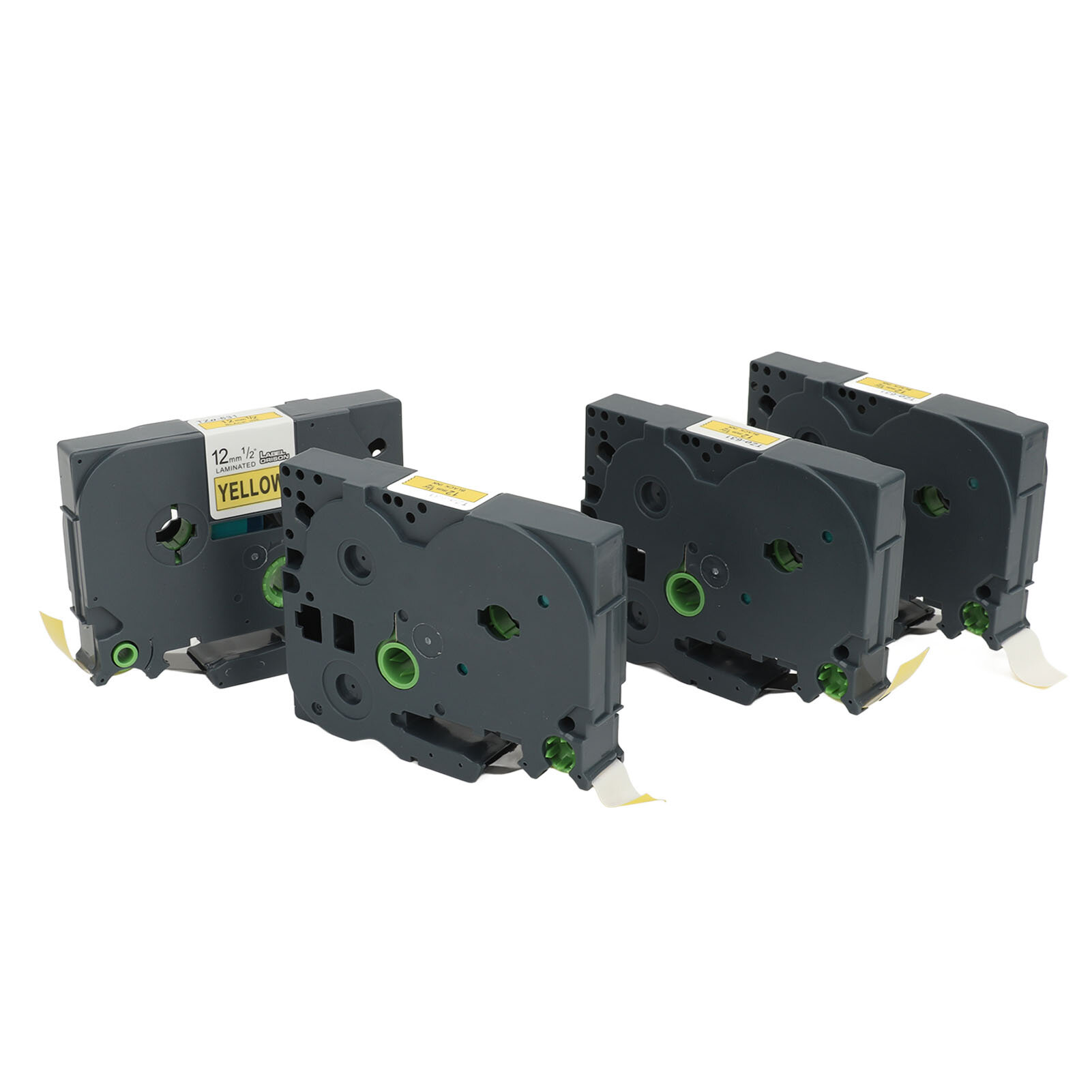 4 шт, сменная лента для изготовления этикеток, 12 мм, водонепроницаемая, прочная, желтая, с черным фоном, лента для этикеток с черными буквами