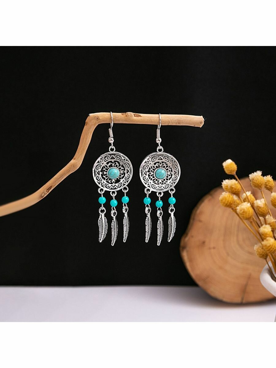 Серьги be self true, эмаль, бирюза синтетическая