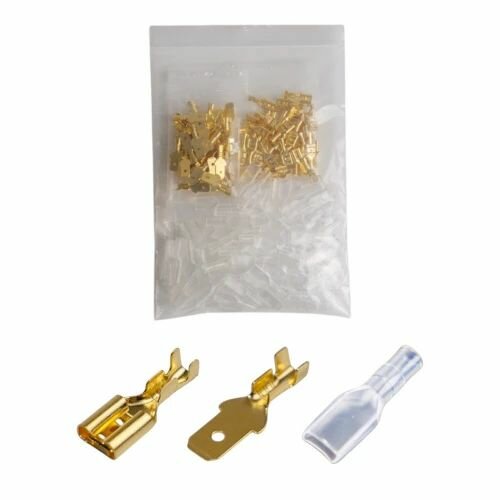 Клемма плоская 4.8мм (F+M) - 50+50 шт + Изоляционные втулки