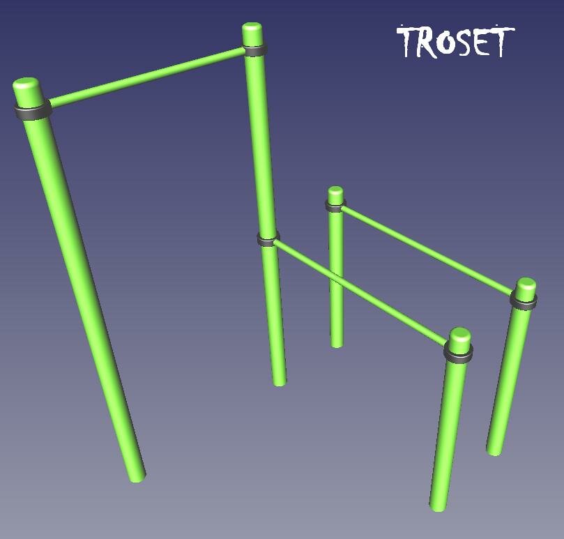 Спортивный комплекс турник брусья TROSET 01-89 уличный с регулировкой высоты на хомутах бетонируемый