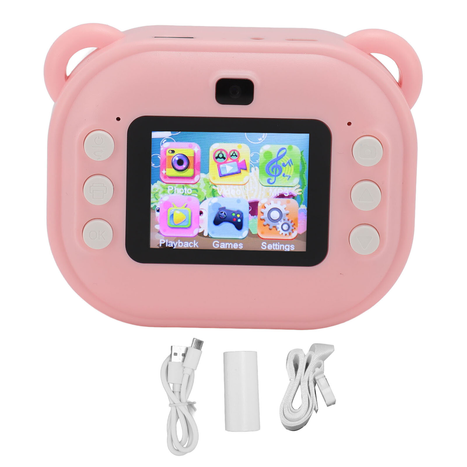 Детская камера мгновенной печати с экраном HD 24 Мп 1080P, 2 дюйма, двумя объективами и картой памяти 32 ГБ, подарок на Рождество и день рождения для девочек и мальчиков, розовый цвет