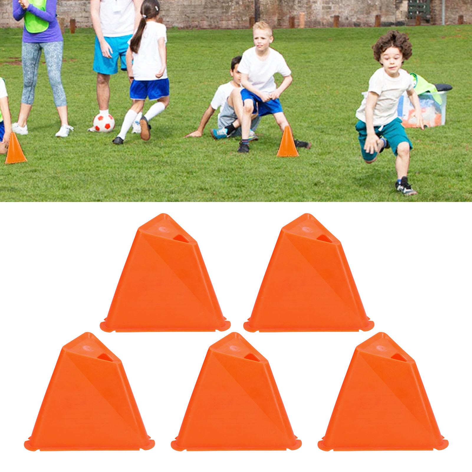 5 штук Конусы для Тренировки Футбольные Барьерные Маркеры Длительные Конусы для Катания Дорожные Конусы Тренировочные Оранжевые