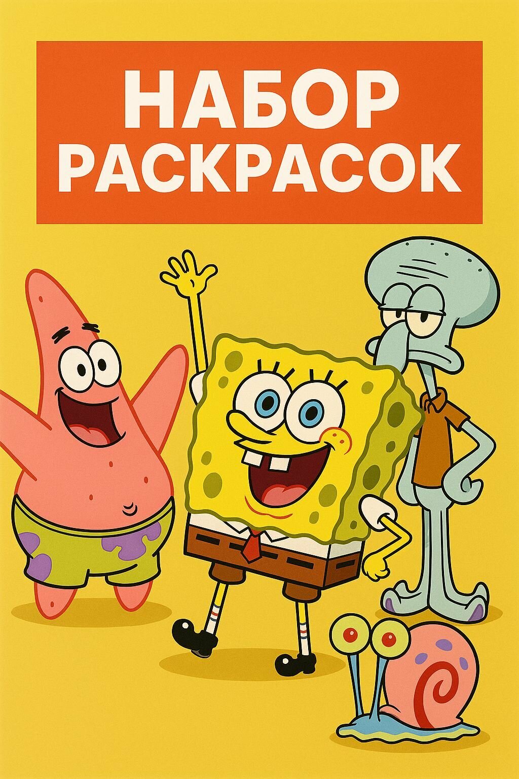 Набор раскрасок Спанч Боб для детей 3-10 лет 15 листов, тематические картинки, развивающие игры, бумага А4, рисование, подарочный комплект