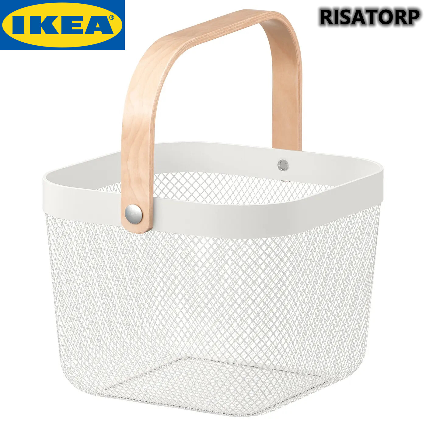 Корзина для хранения IKEA/икеа "RISATORP", для хранения, металл, с ручками, серый, 1шт