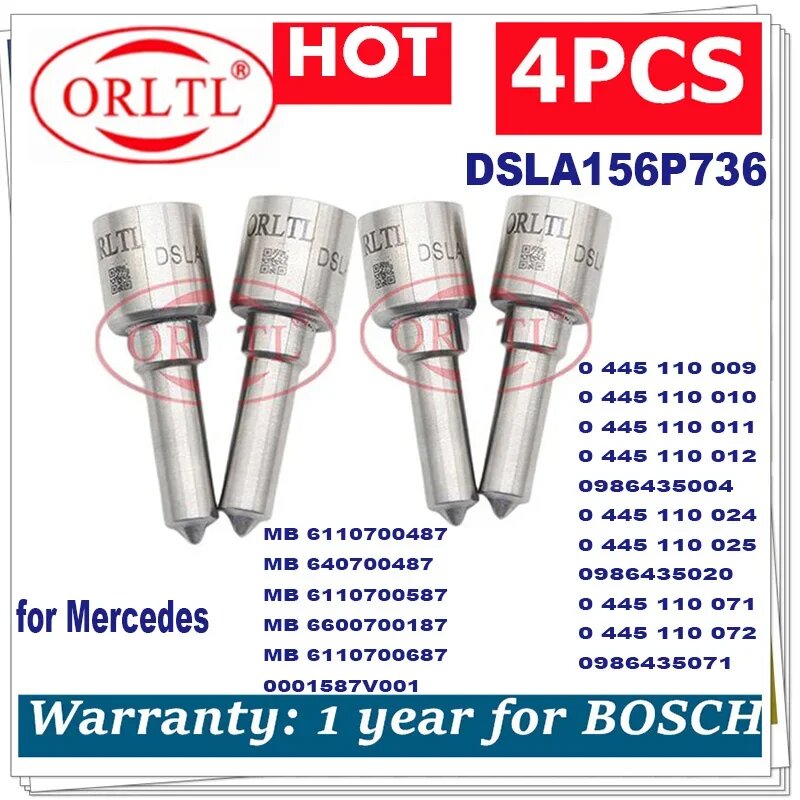 DSLA156P736 0433175163 Форсунка форсунки для MB 0445110009 0445110010 0445110011 0445110012 Форсунка распылителя дизельного топлива 4шт.