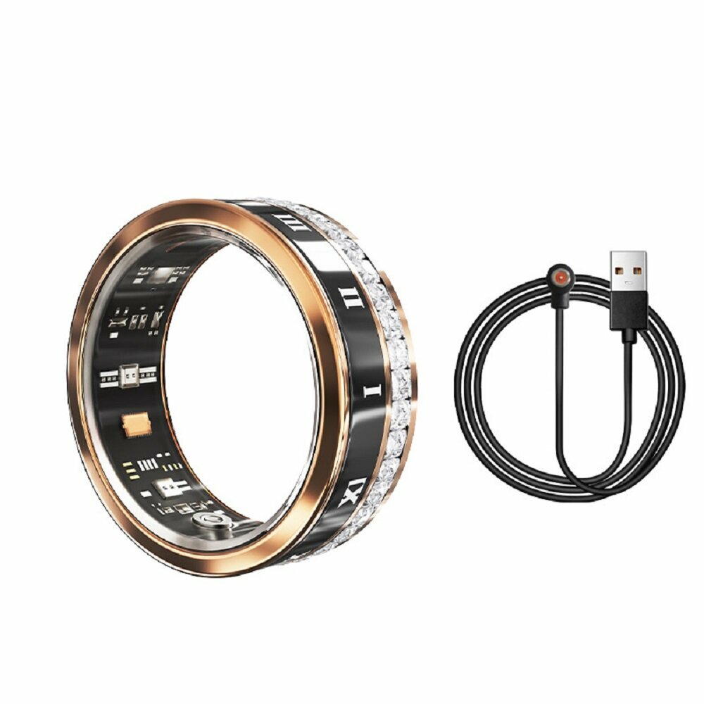 Cмарт-кольцо V2, Smart Ring умное кольцо с пульсометром; измерение калорий, кислорода, сна, шагомер, золото №8