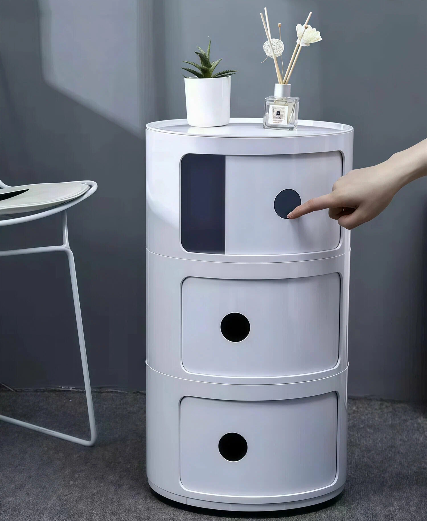 Тумба В Скандинавском Стиле, Цилиндрическая, С Раздвижными Дверцами, Штабелируемая, Тройной, Шкаф для хранения