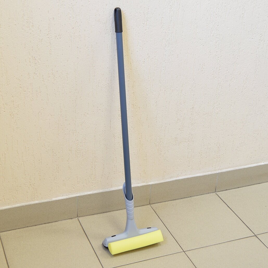 Окномойка "Etna" с телескопической ручкой 130 см, размер L, серая, поролон и резиновая кромка