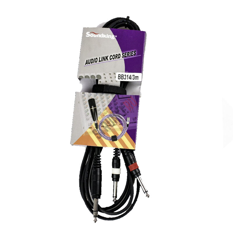 Аудио кабель Jack 6,35mm, стерео - 2х jack 6,35mm, моно, 3м, BB314-3M Soundking / инструментальный шнур, гитарный кабель