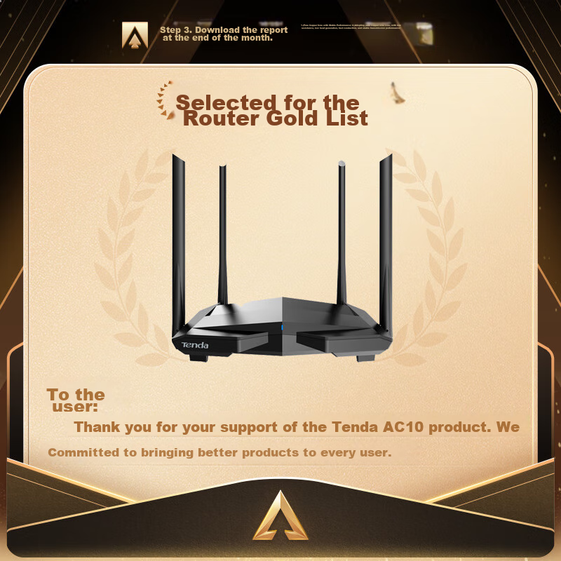 Tenda AC10 Dual Gigabit Wireless Router Gaming Router Full Gigabit Wired Ports 5G Dual Band 1200M Smart Wall-penetrating Router