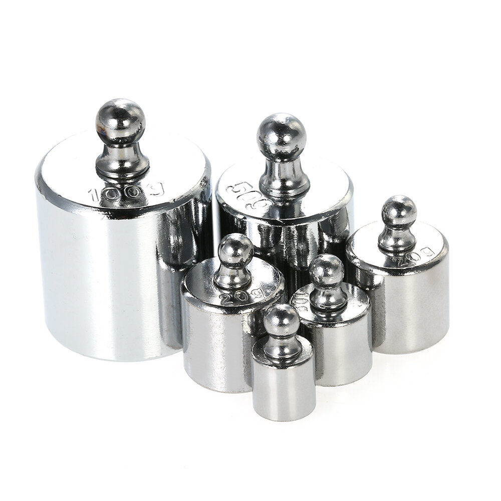 Набор из 6 калибровочных гирь весом 5 г, 10 г, 20 г, 50 г, 100 г с пинцетом для весов. Точные измерительные инструменты.