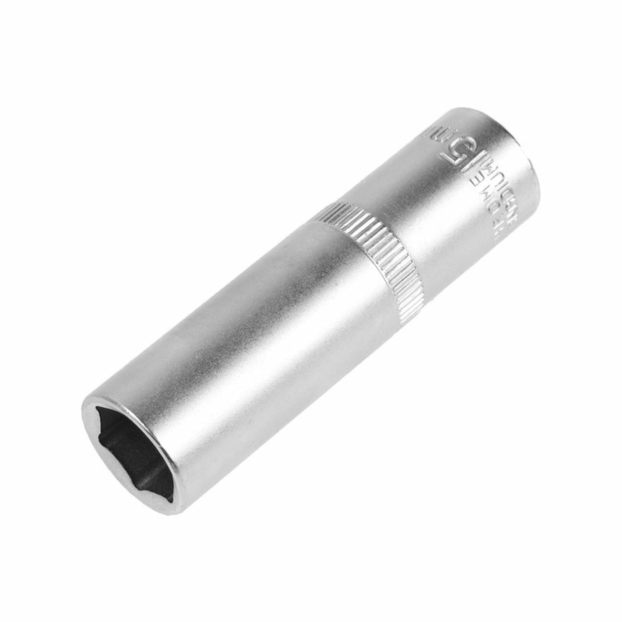 Головка торцевая шестигранная удлиненная тундра, под квадрат 1/2", 15 мм, CrV 1123570