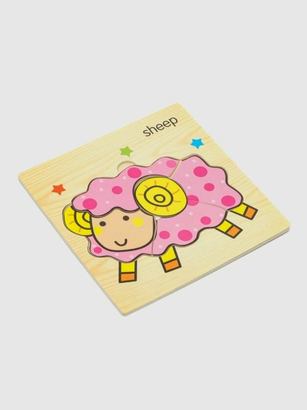 Пазл-вкладыш для малышей "Учим английский "Овечка", дерево, 4 элемента.