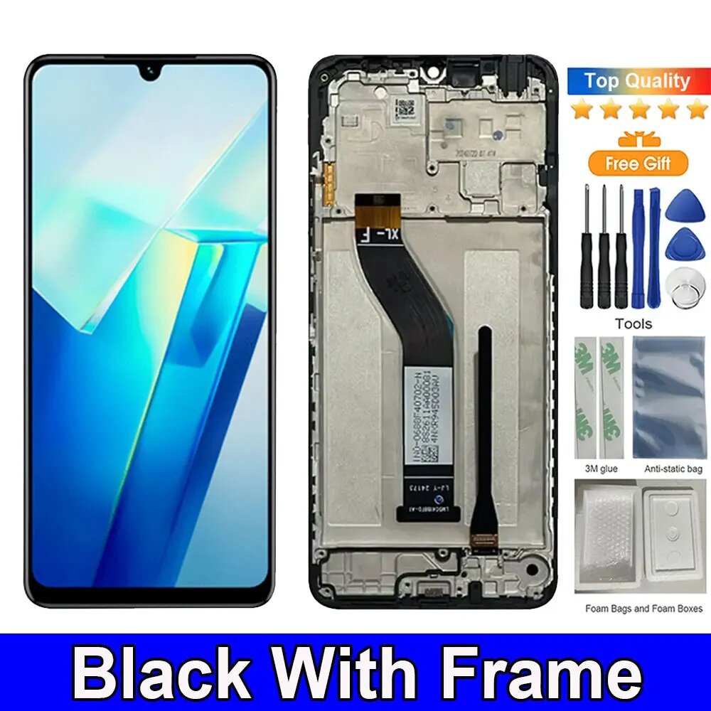 6,88 'для Xiaomi Redmi 14C ЖК-экран сенсорная панель дигитайзер запасные части для Xiaomi Redmi 14C экран с рамкой Black With Frame