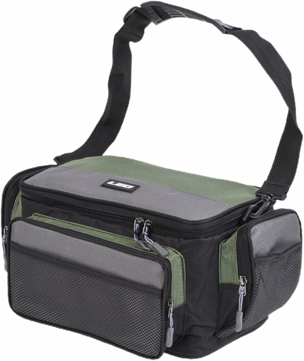 Fishing Tackle Bag: Oxford Fabric Adjustable Strap Organize Gear - Durable Portable Sling for Anglers with Quick Access Design and 42x26x17cm Capacity