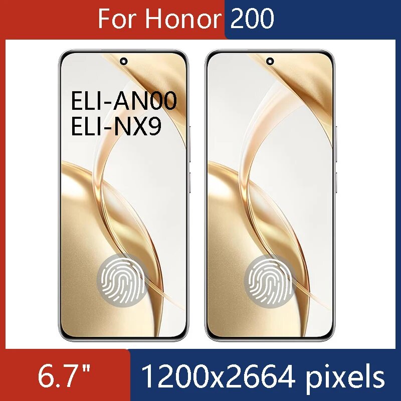 Оригинальный ЖК-дисплей для Huawei Honor 200 ELI-AN00, ELI-NX9, сенсорный дигитайзер экрана для Honor 200, замена ЖК-экрана Green with frame