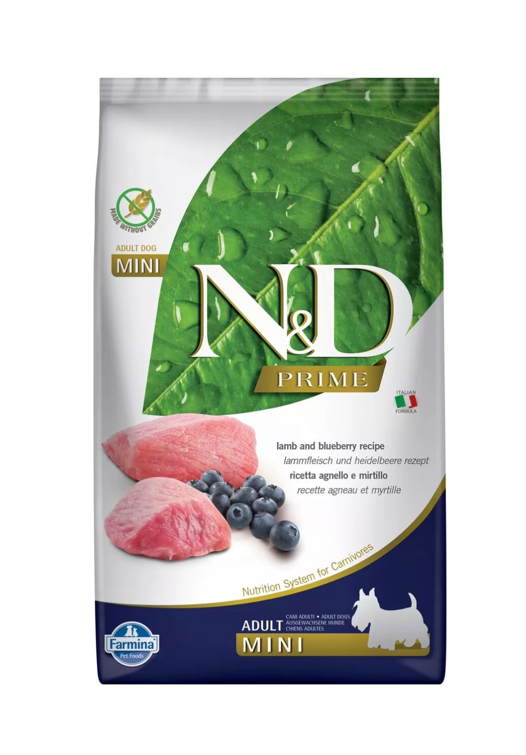 Сухой корм Farmina ND Prime Dog Lamb / Blueberry Adult MINI для взрослых собак мелких пород с ягненком и черникой, 800г