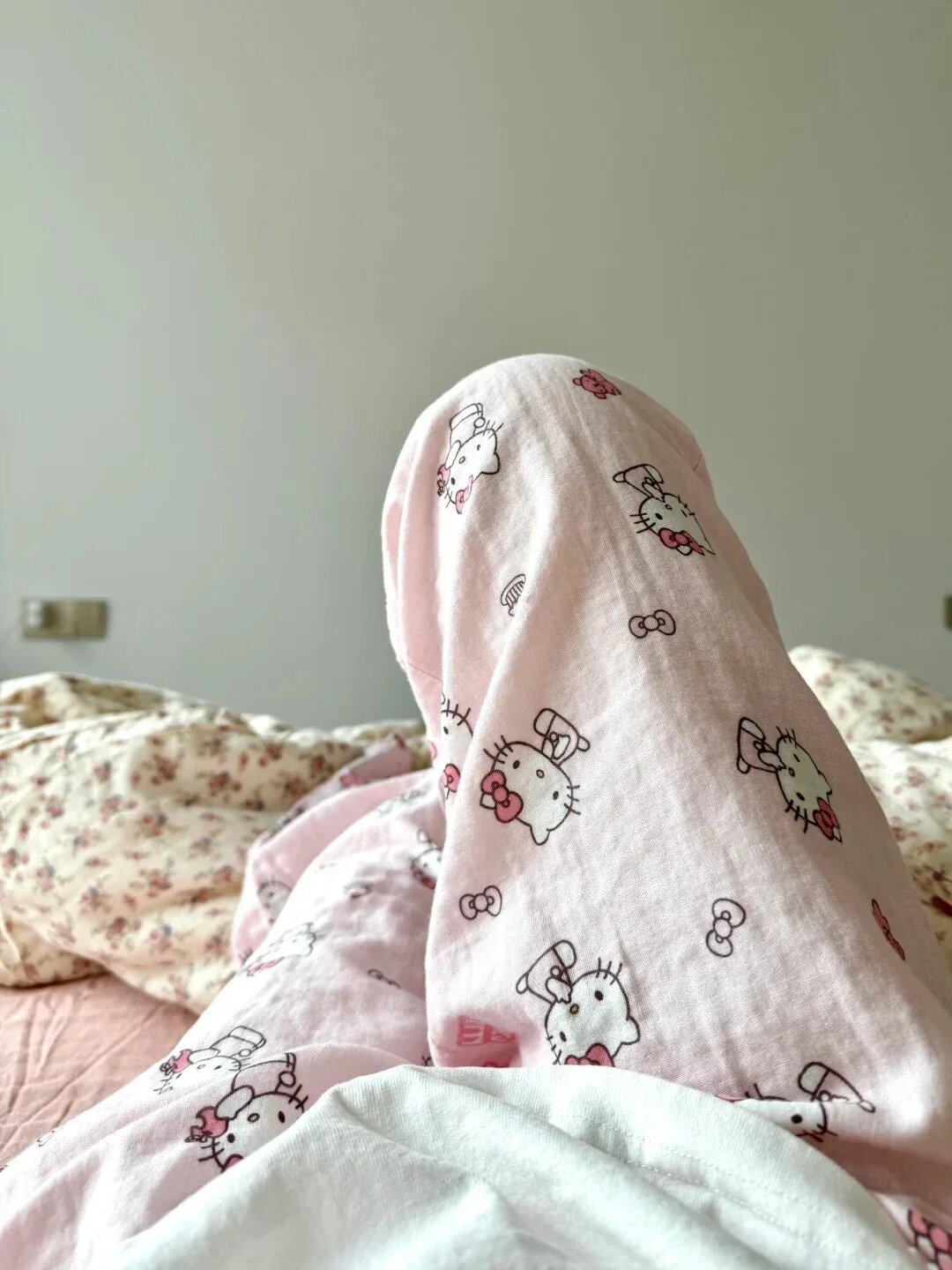 Sanrio Hello Kitty Пижамные штаны Свободные удобные штаны из чистого хлопка Аниме Kitty Leg Брюки Летние штаны для девочек с высокой талией для отдыха Домашние штаны