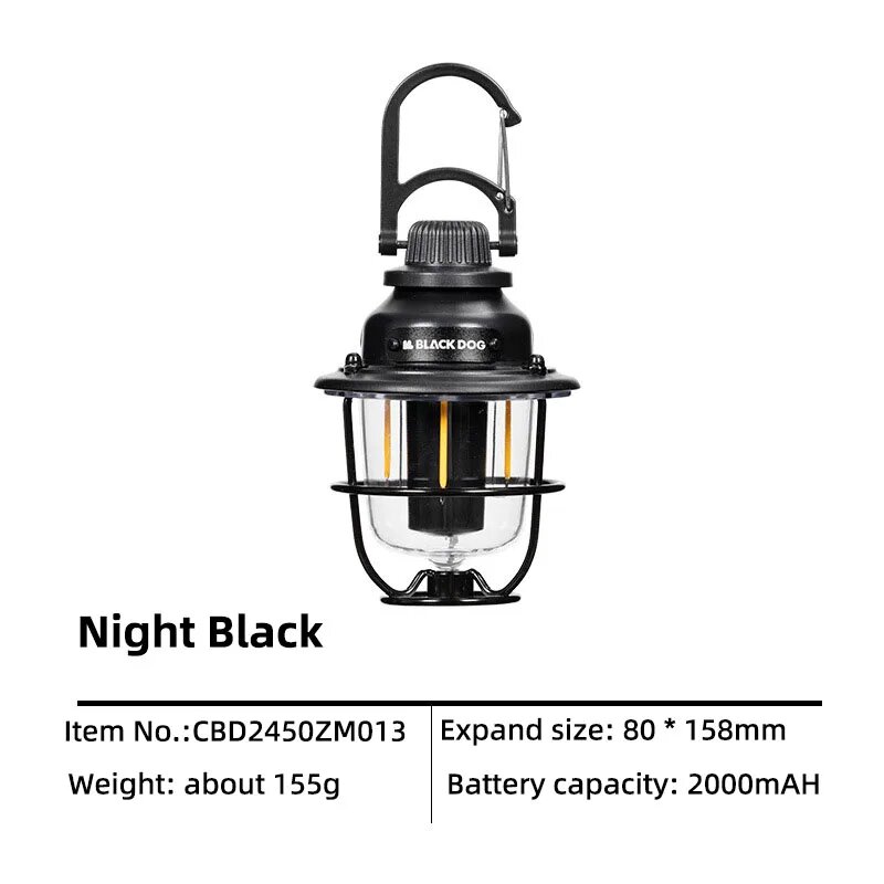 Black Dog Винтажные кемпинговые фонари ночного черного цвета