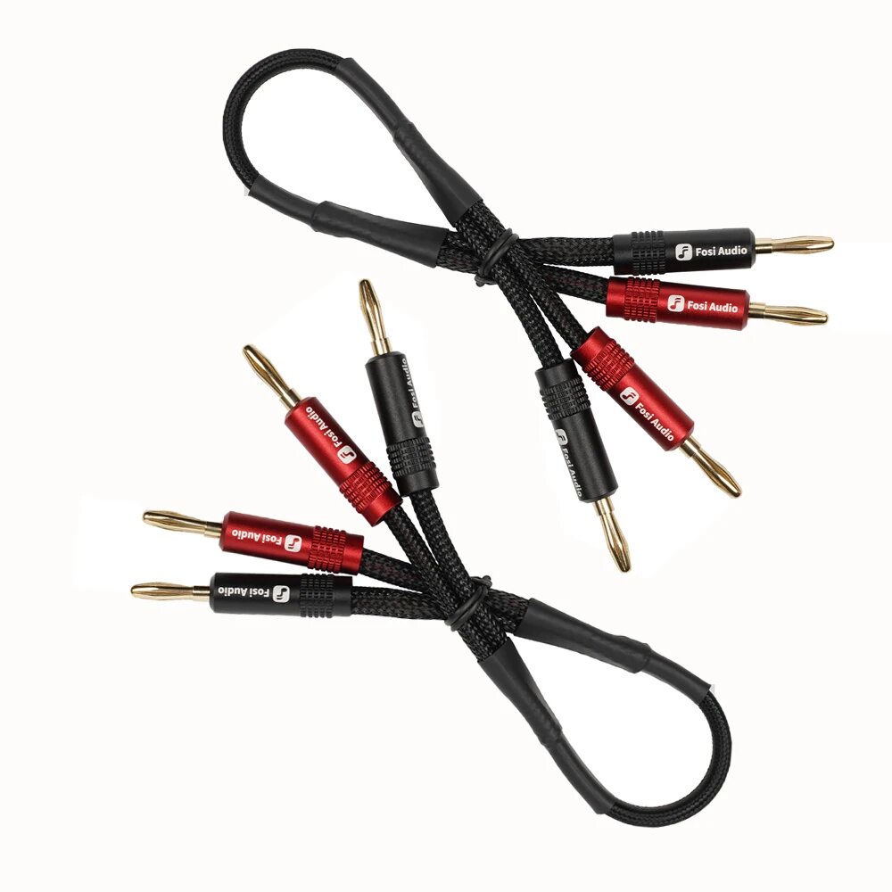 Fosi Audio Нейлоновый кабель для динамиков Hi-Fi с позолоченными бананами Speaker Wire 0.3M