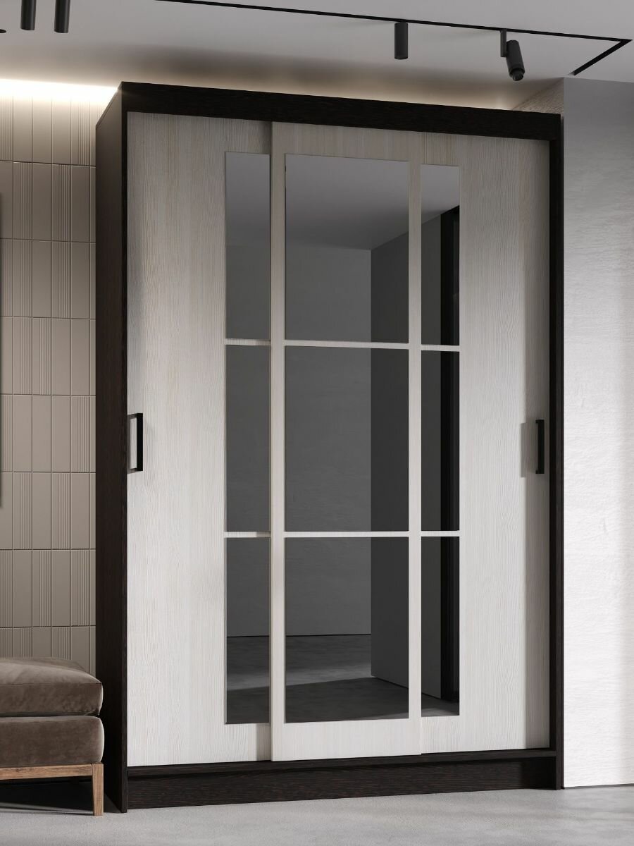 Шкаф-купе Бруно-2 венге/сосна лоредо ЛДСП с зеркалом 1310х2000х502 мм для дома и дачи