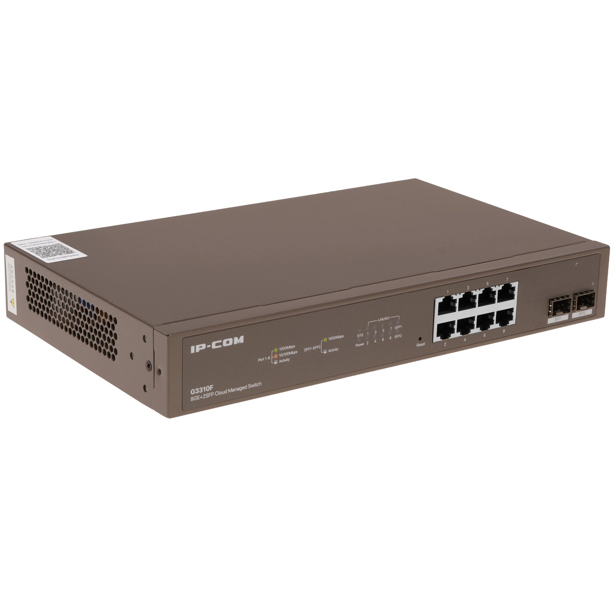 Коммутатор TENDA G3310F 8GE/2SFP POE MANAGED IP-COM, управляемый, коричневый
