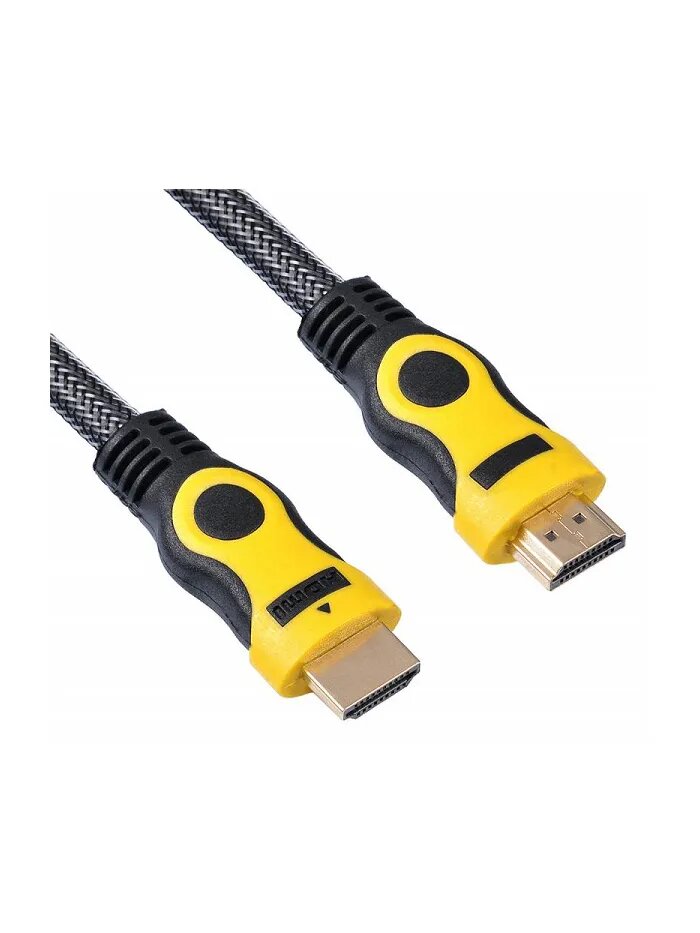 Кабель интерфейсный Buro HDMI BRAID HDMI 19M-19M, 1.8 м, желтый/черный