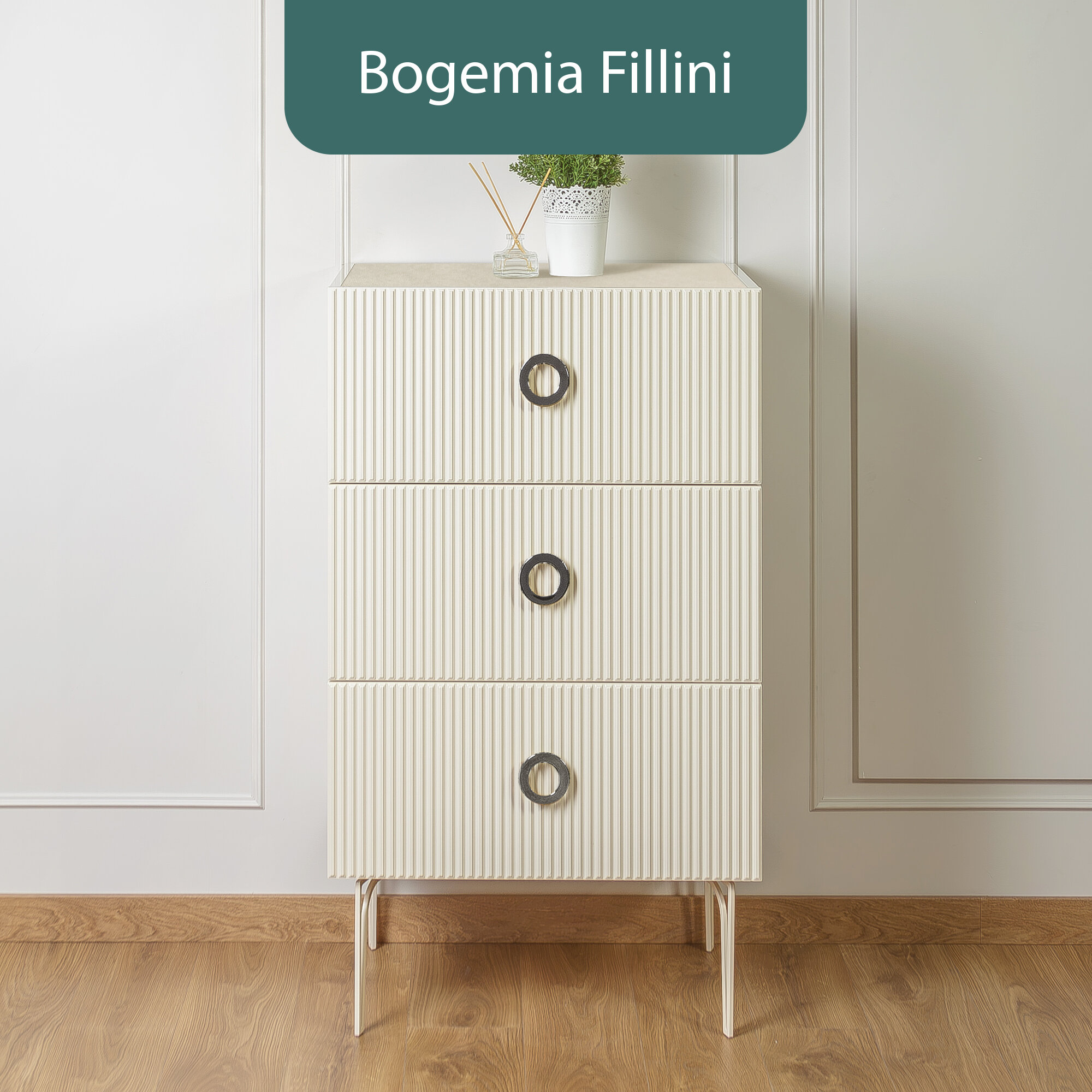 Комод Bogemia Fillini. Слоновая кость/серебро