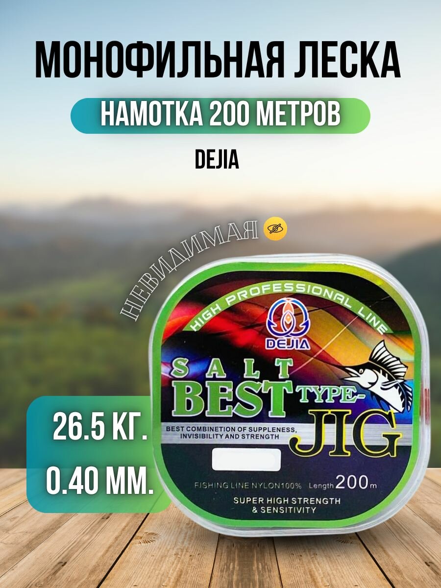 Леска для рыбалки карповая Dejia / леска для спиннинга, джига рыболовная SALTBEST 200 м 0,40 мм 26,5 кг