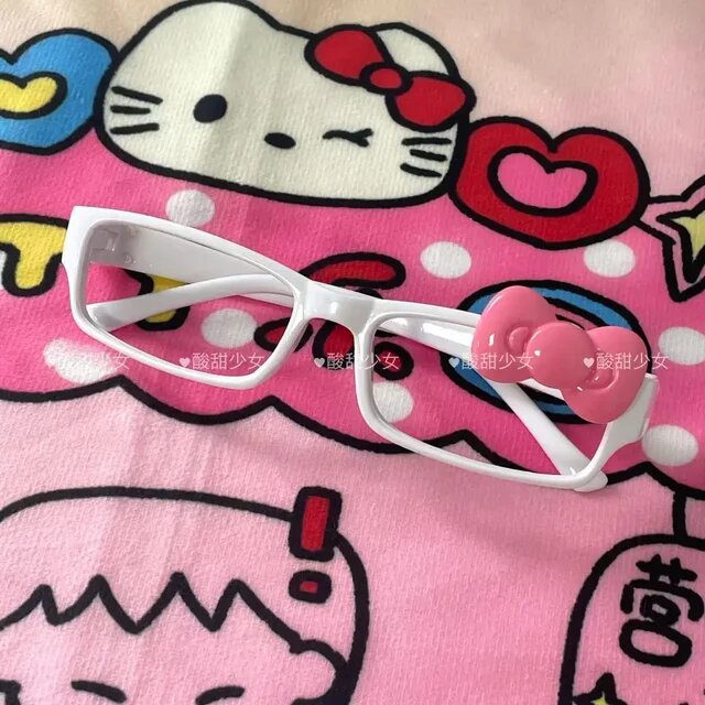 Sanrio Hello Kitty игрушки, очки с леопардовым принтом, кавайные оправы, аксессуары, милая красота, мультфильм, аниме, винтажный подарок на день рождения для девочек
