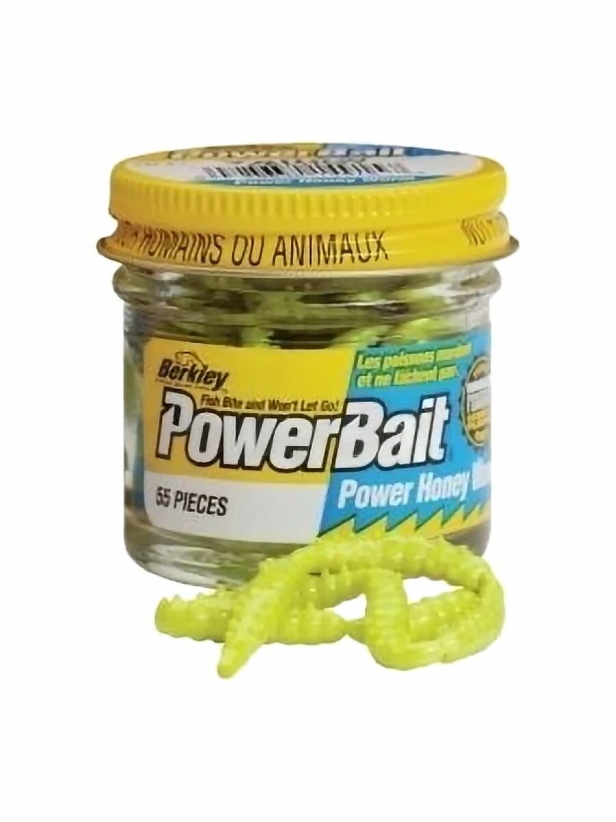 Приманка мягкая гусеница Berkley PowerBait Power Honey Worm, 2,5 см, 55 шт, Yellow