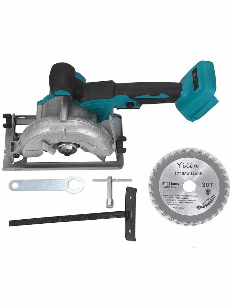 125мм электрическая циркулярная пила 5": 12500 об/мин, рез 45мм! Дерево+плитка+камень. Совм. с акк. Makita 18В (1000Вт)