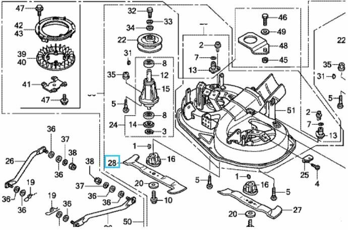 Нож газонокосилки Honda HF2317 (правый); Артикул Honda: 80395Y09003 (Оригинал)