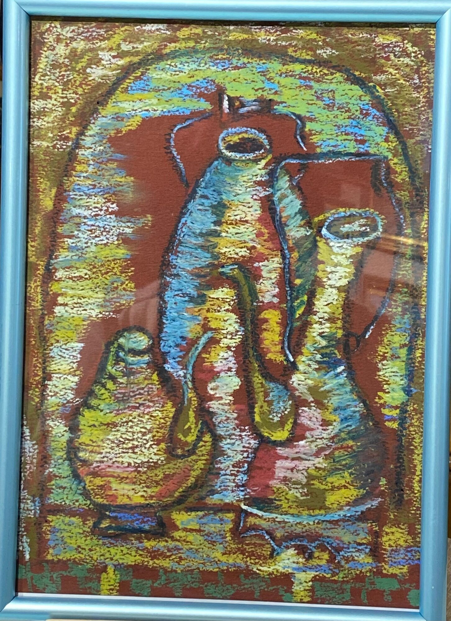 Картина в раме. Старинные кувшины. 20/30. Пастель. Художник Миляева НН. Интерьер. Подарок. Коллекция.