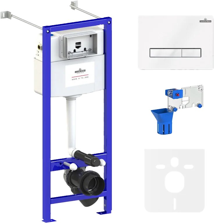 Инсталляция с кнопкой Lavinia Boho RelFix 77020050 42, 5 см, крепление к стене/к полу, кнопка для унитаза белая, кнопка для унитаза хром, глянцевая