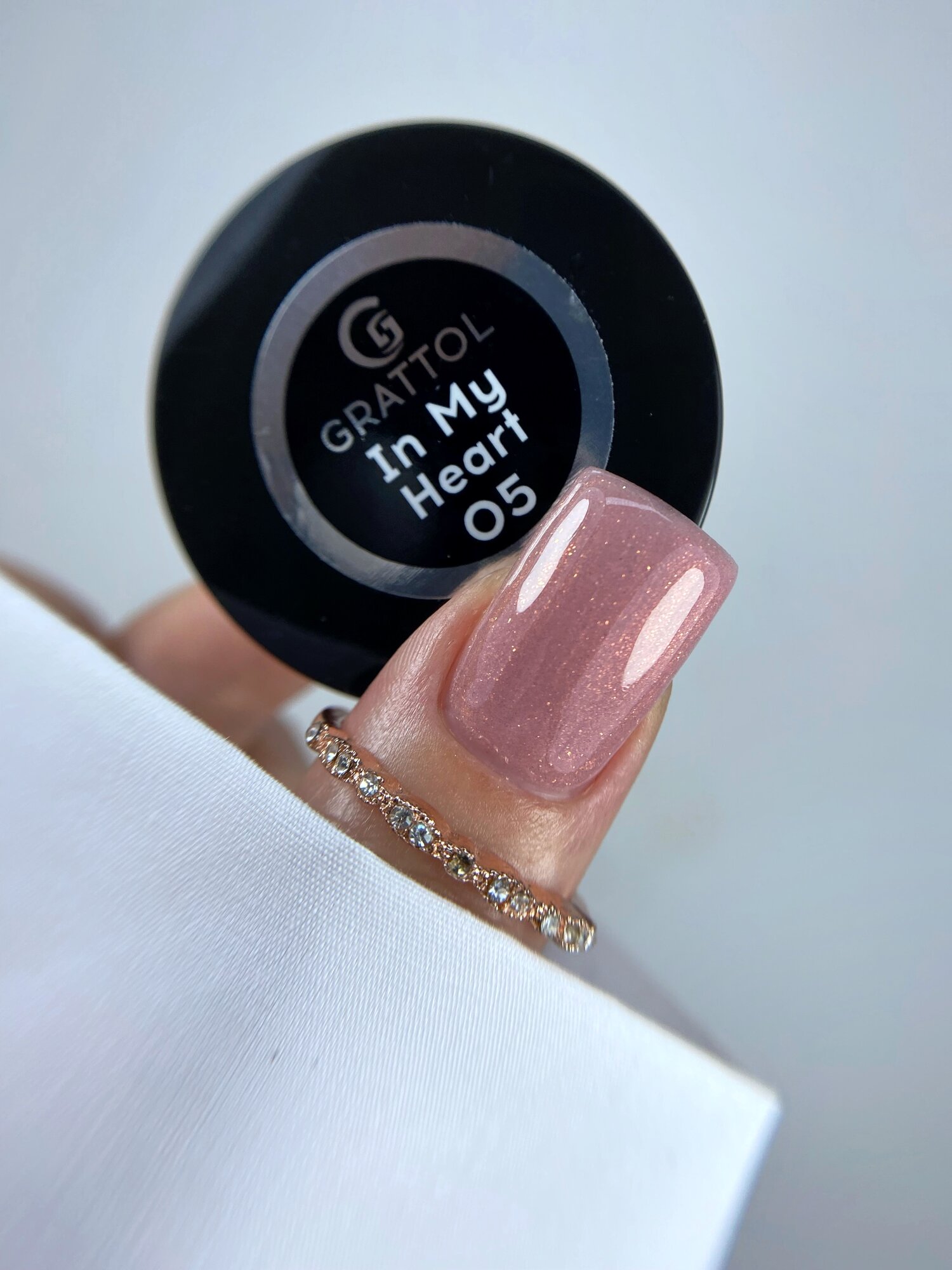 Гель для наращивания ногтей с блестками - GRATTOL IMH 05, 15 мл