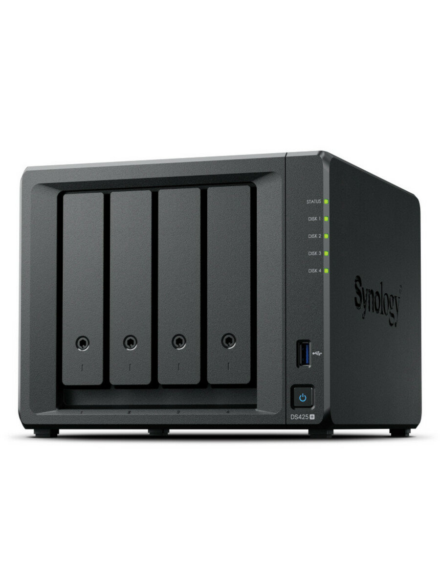 Сетевое хранилище Synology DiskStation DS425+ black (Intel J4125/2Gb/4(3.5"/2.5"SATA/SSD) + 2 NVMe/RAID/1x1Gb/1x2.5Gb/2хUSB 3.2/no WIFI) (DS425+)