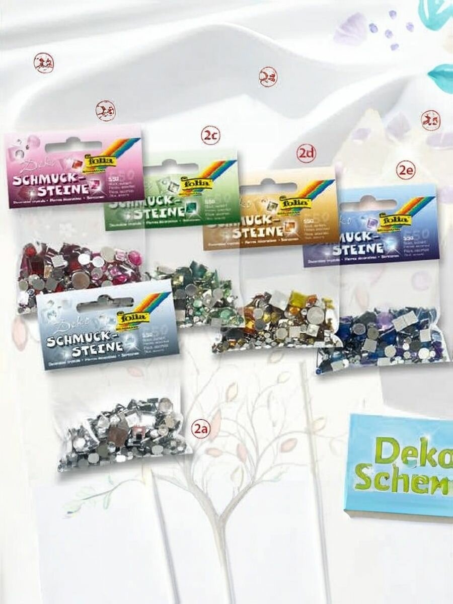 Folia Акриловые декоративные камни розовые 550 шт разные размеры