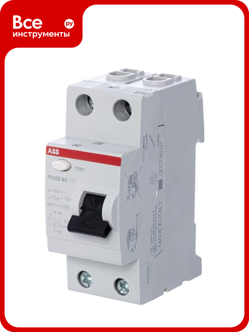 Устройство защитного отключения ABB УЗО 2п 25А 30мА FH202 2CSF202004R1250