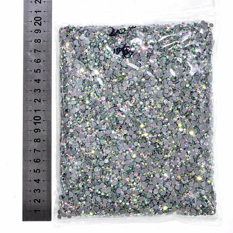 Блестящие Стеклянные кристаллы SS6-SS20 14400 шт. в большой посылка вке, оптовая продажа, высокое качество, лучшая система горячей фиксации DMC, стразы с помощью утюга, стразы